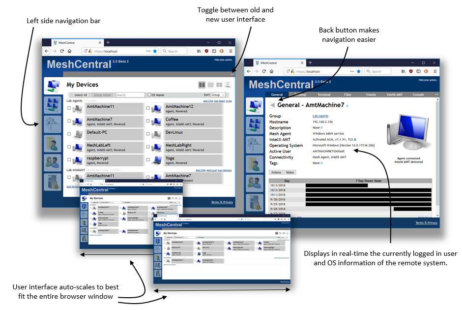 MeshCentral improved user interface