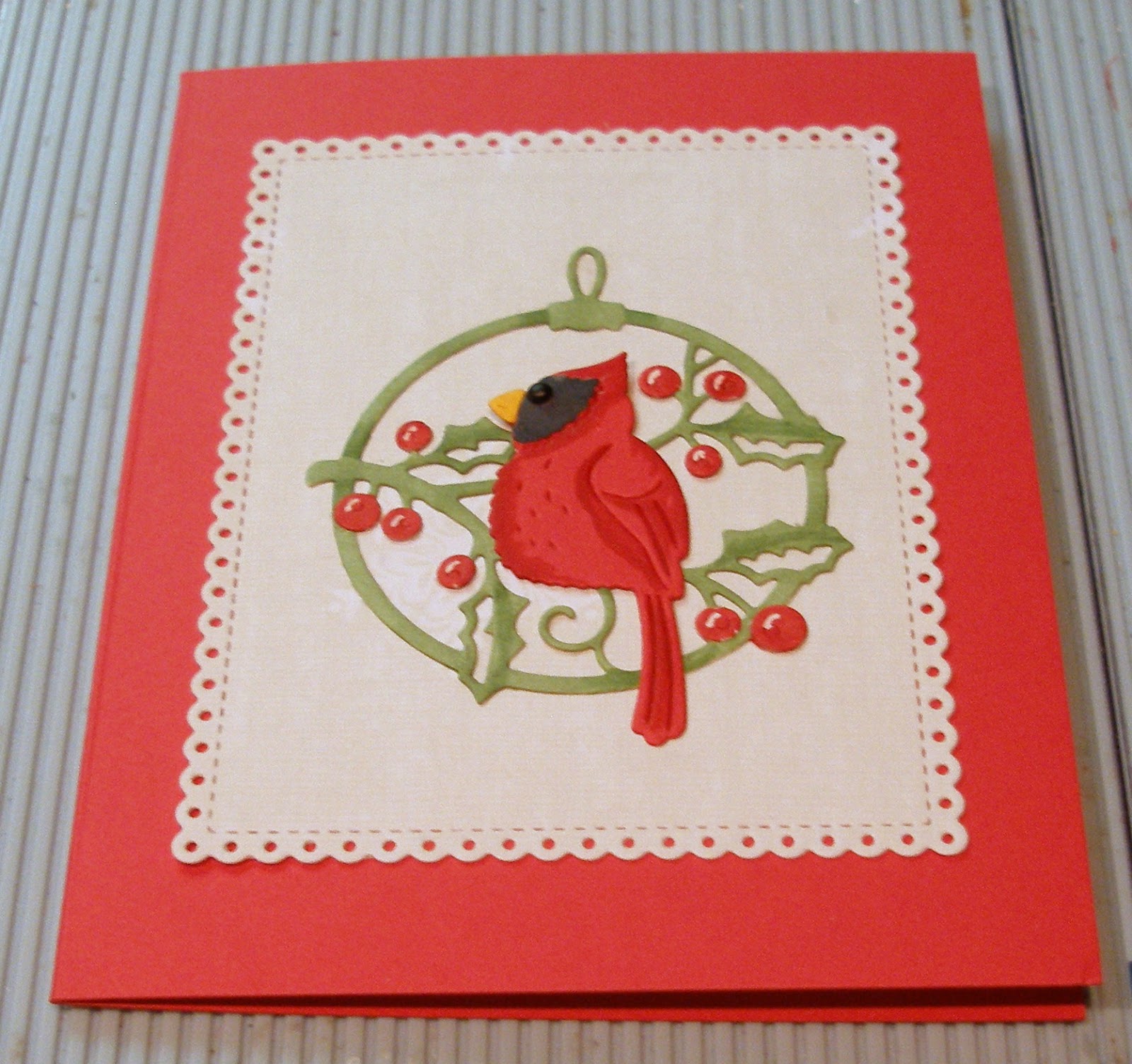 CottageCutz: Cardinal Ornament Card
