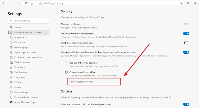 How to change DNS in Microsoft Edge?