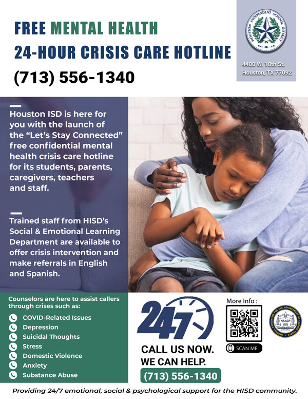 Efamily News: FREE MENTAL HEALTH 24 HOUR CRISIS CARE HOTLINE HISD