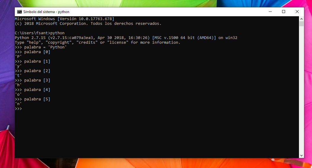 Ejercicios con python en el CMD