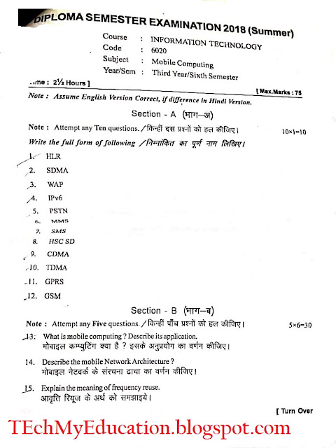 UBTER CSE 6 sem papers