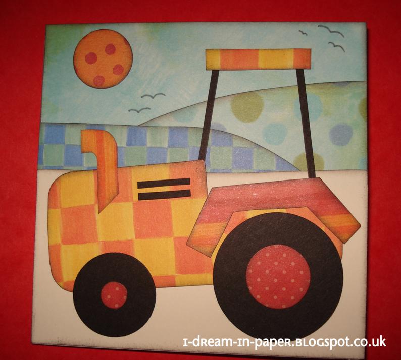 I Dream in Paper: Paper pieced tractor card