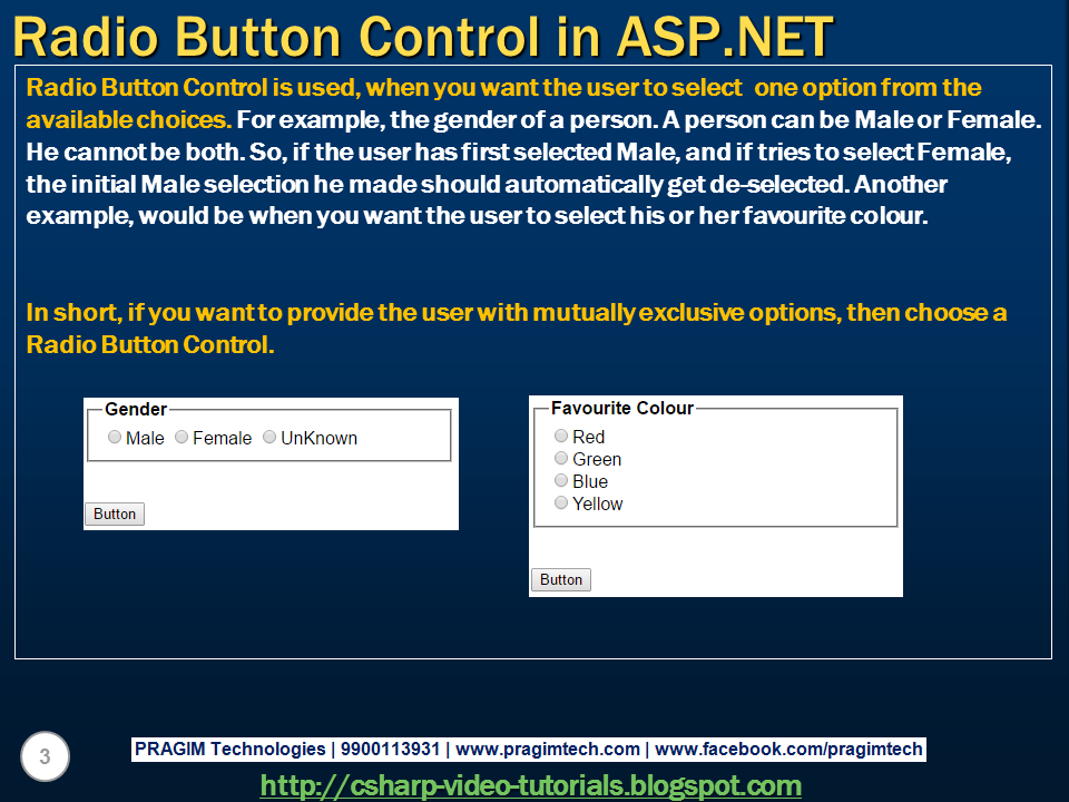 Sql Server Net And C Video Tutorial Part 11 Aspnet Radio Button Control
