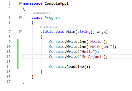 Arjun Walmiki: Difference between WriteLine() and Write() method