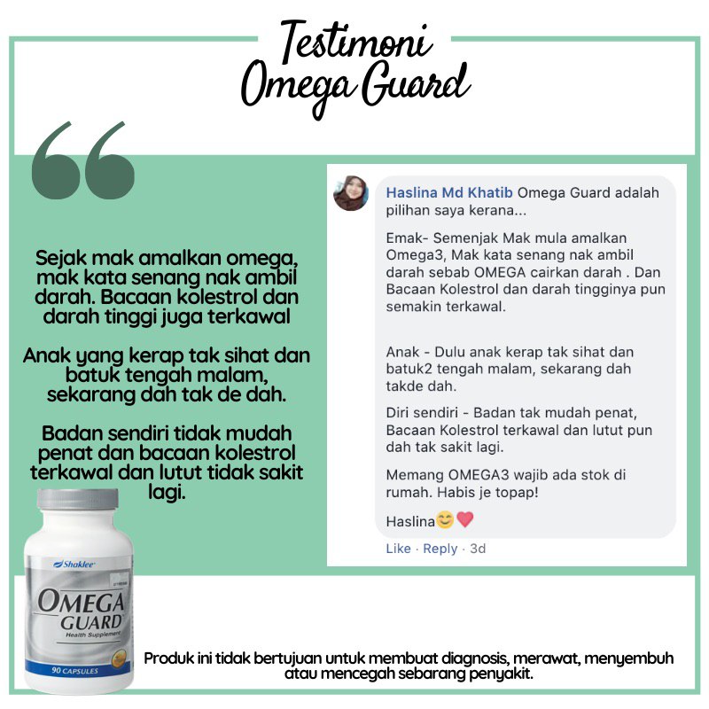Omega Guard Shaklee : Keistimewaan, Kebaikan Dan Testimoni