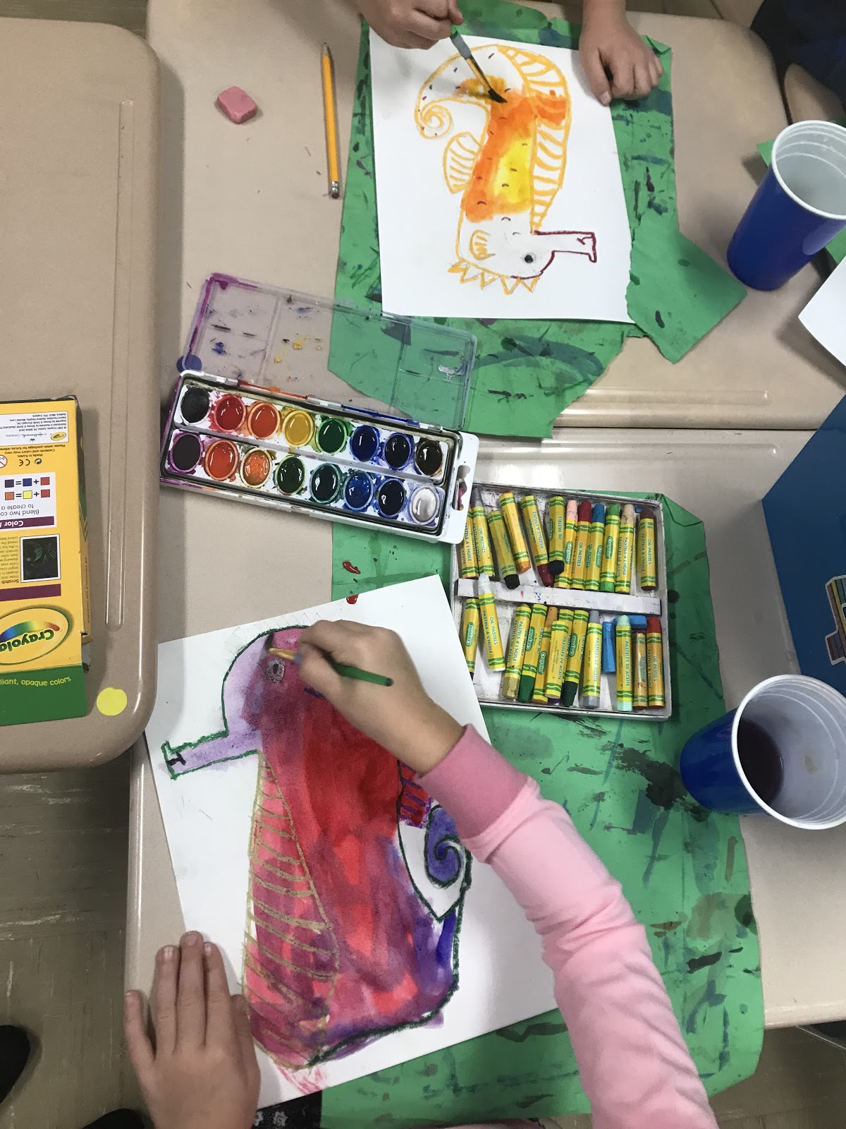 Elements of the Art Room: 1st grade Eric Carle inspired seahorses