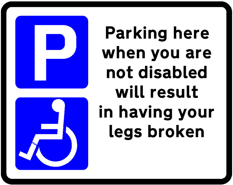 Going fast, getting nowhere: Neat Disabled Sign