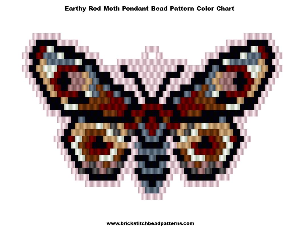 Brick Stitch Bead Patterns Journal: Free Earthy Red Moth Pendant Brick ...