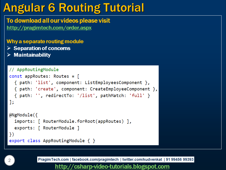Sql server, .net and c# video tutorial: Angular 6 routing tutorial - Slides Sql server, .net and c# video tutorial: Angular 6 routing tutorial - Slides