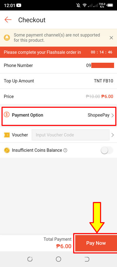 How Load/Register TNT FB10 using ShopeePay only ₱6