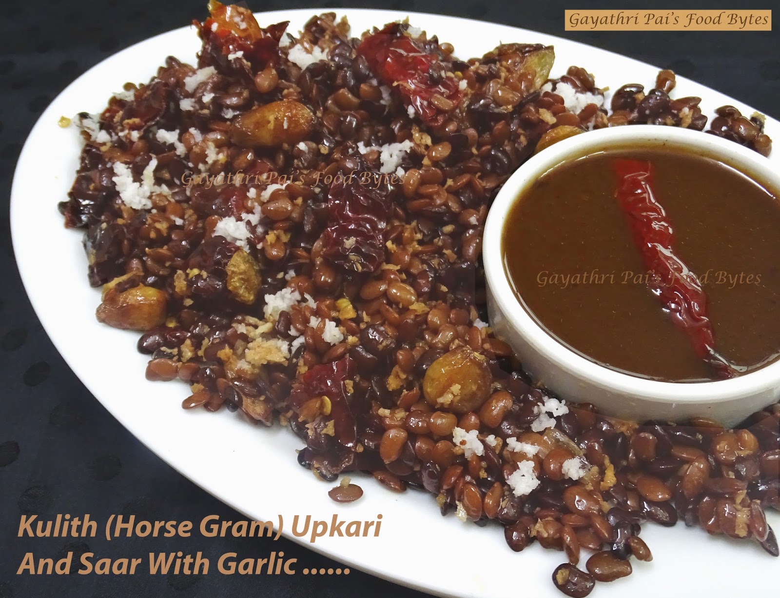 Gayathri Pai's Food Bytes: Kulith Saaru ~ Upkari / Horse Gram Saar ~ Bhaji.
