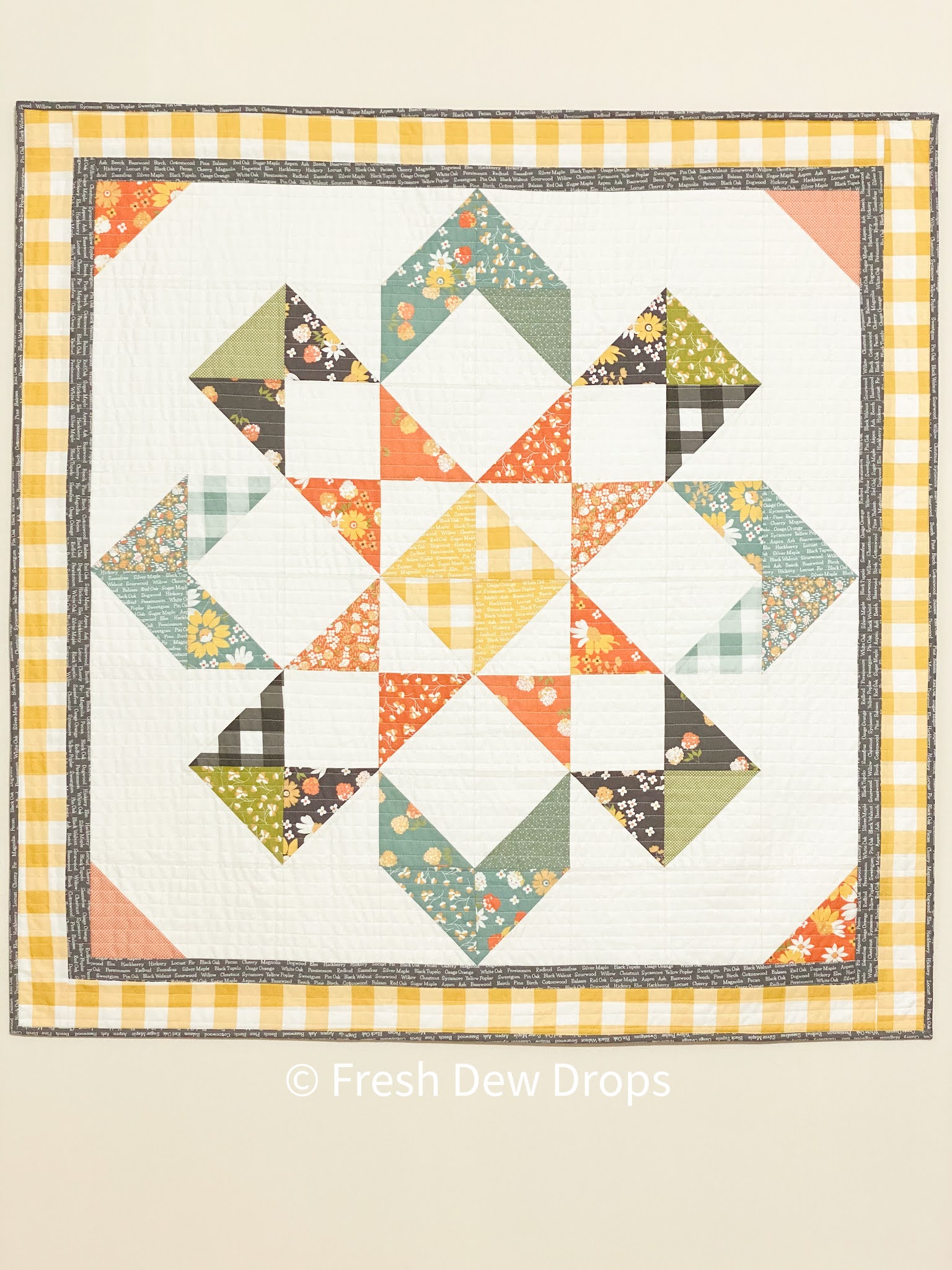 Fresh Dew Drops: Star Compass Barn Quilt: Cozy Up version