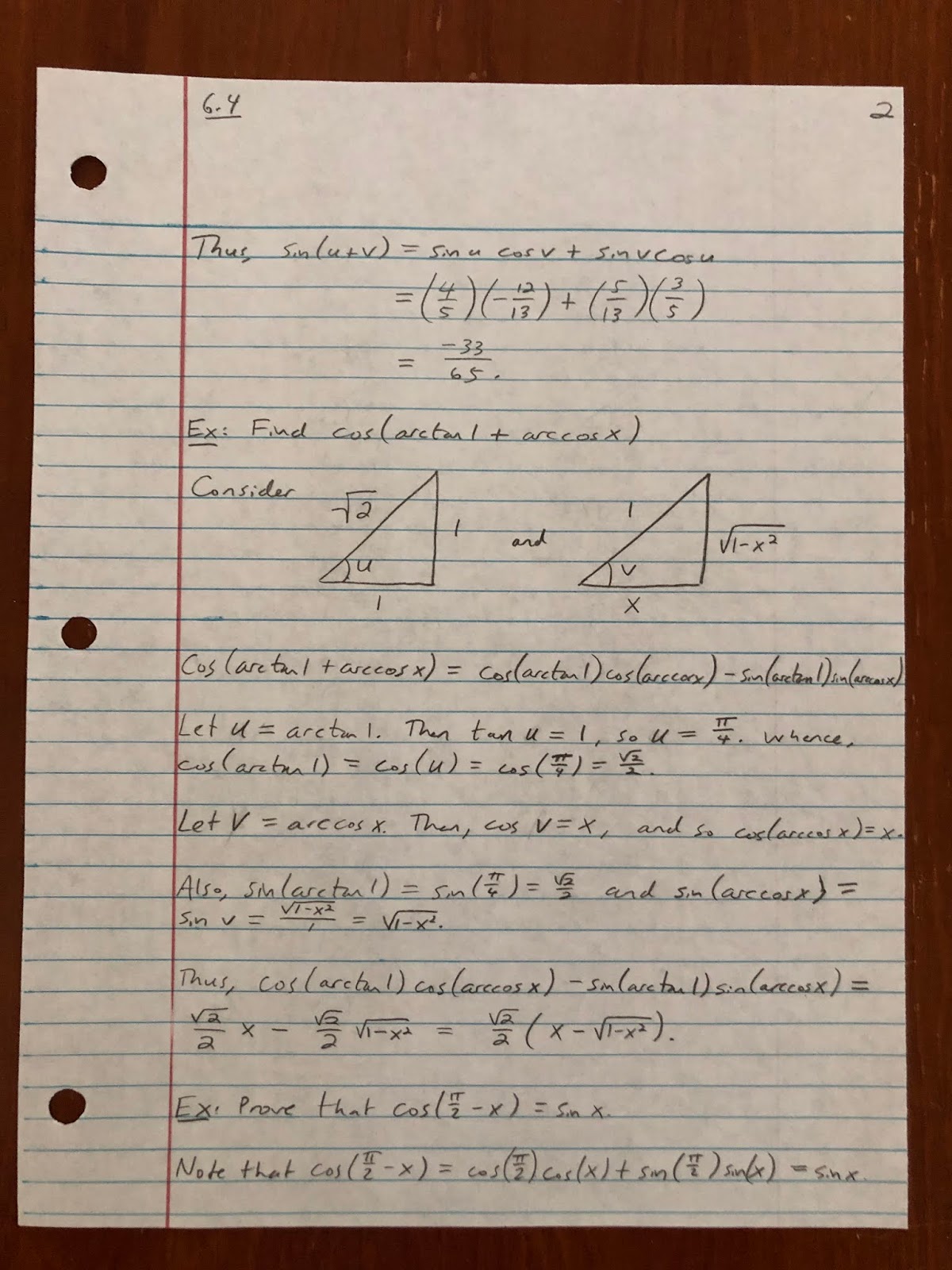Professor Frank’s Math Blog: Part 3 - Sum and Difference Formulas - Notes