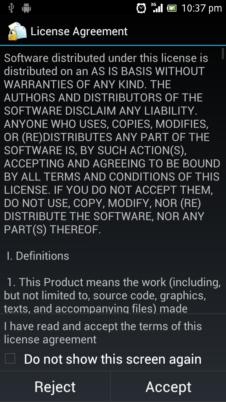 Programming Communications: Android UI: Activity to show a license ...