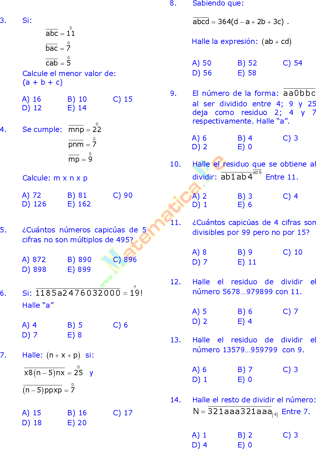 CRITERIOS DE DIVISIBILIDAD EJERCICIOS RESUELTOS DE ARITMÉTICA ...