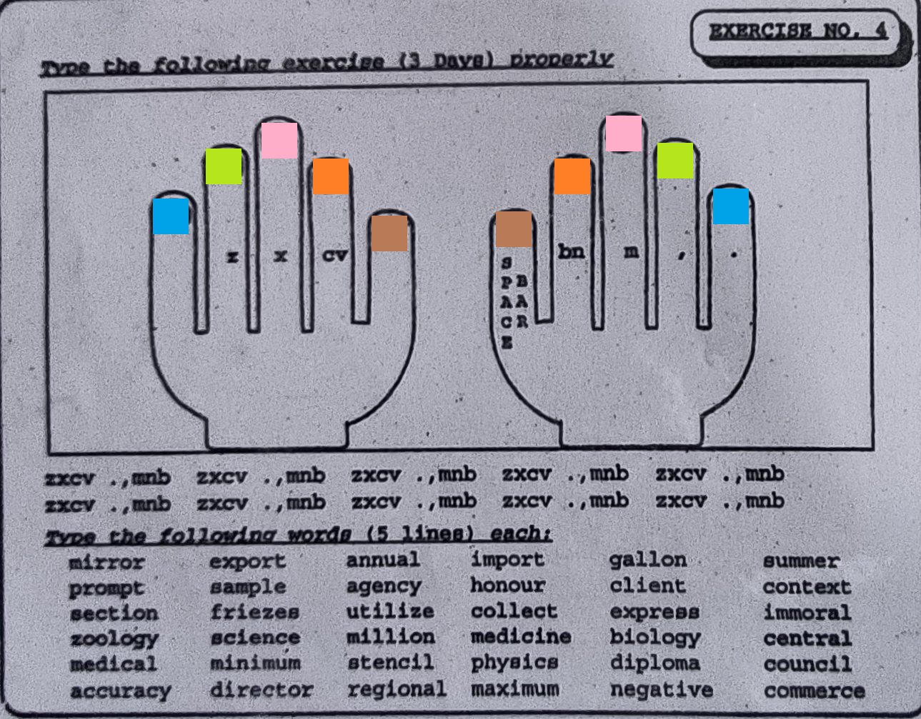 typingwindows: english 30 wpm typing material