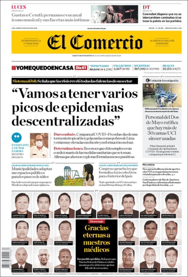 Portada El Comercio (Perú) - Viernes, 15/May/2020 | kiosko warez ...