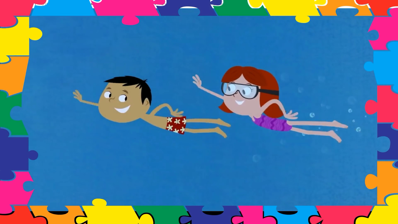 Shirtless Drawn Cartoon Boys & Men: Noah in Swimming Trunks