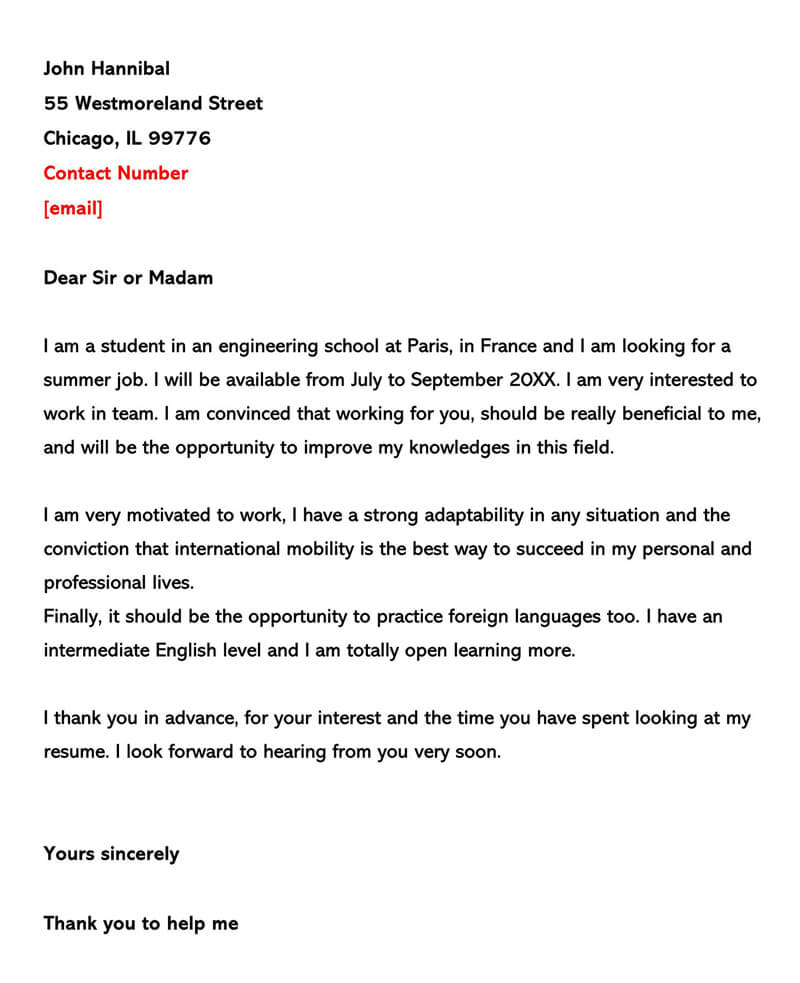 Sample Cover Letter For College Student Summer Job Sample Letter sample-cover-letter-for-college-student-summer-job-sample-letter