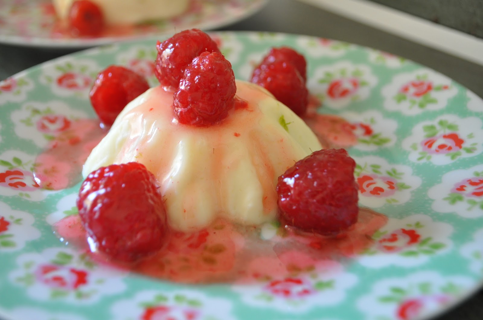 Kneading My Dream: Lime Mascarpone Panna Cotta with Raspberry Sauce