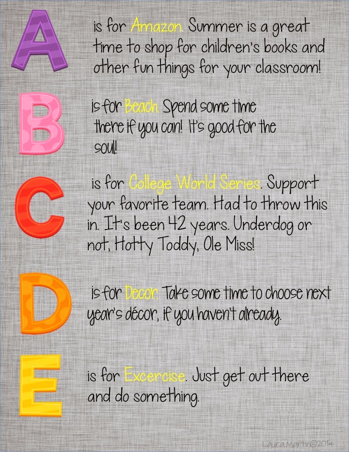 Primary Chalkboard: The ABCs of Summer...for Teachers