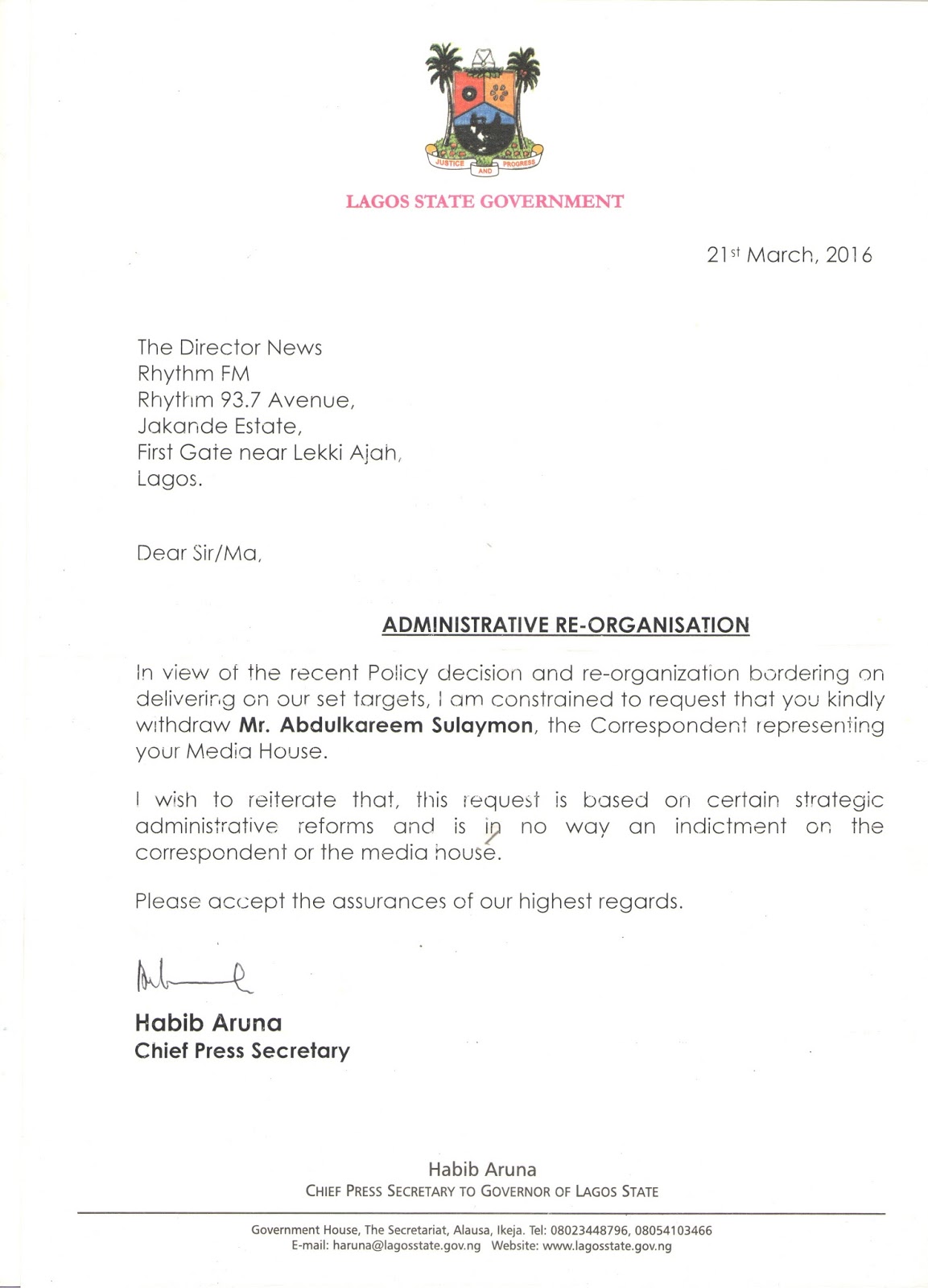 Governor Ambode Bars Journalists from Lagos State House