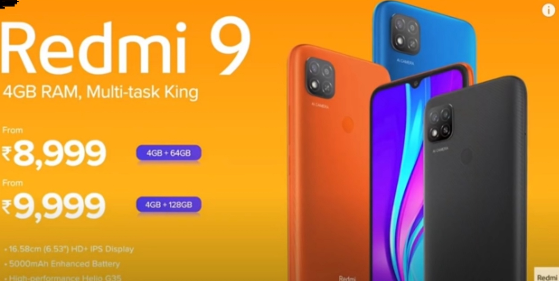 Redmi 9 launched in India