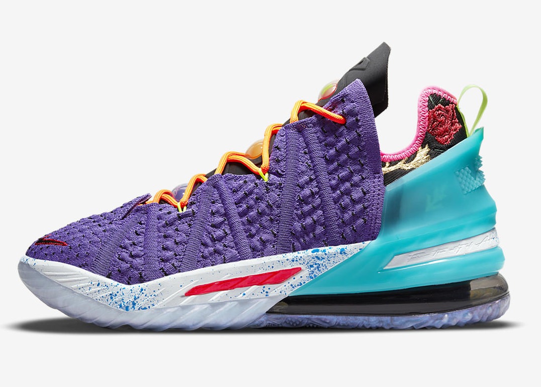 Nike Lebron 18 Purple with Embroidered Rose
