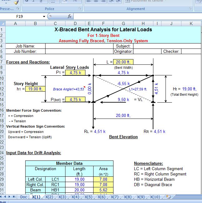 Braced Frame Design Example In Excel Civil Engineering Program Braced Frame Design Example In Excel Civil Engineering Program