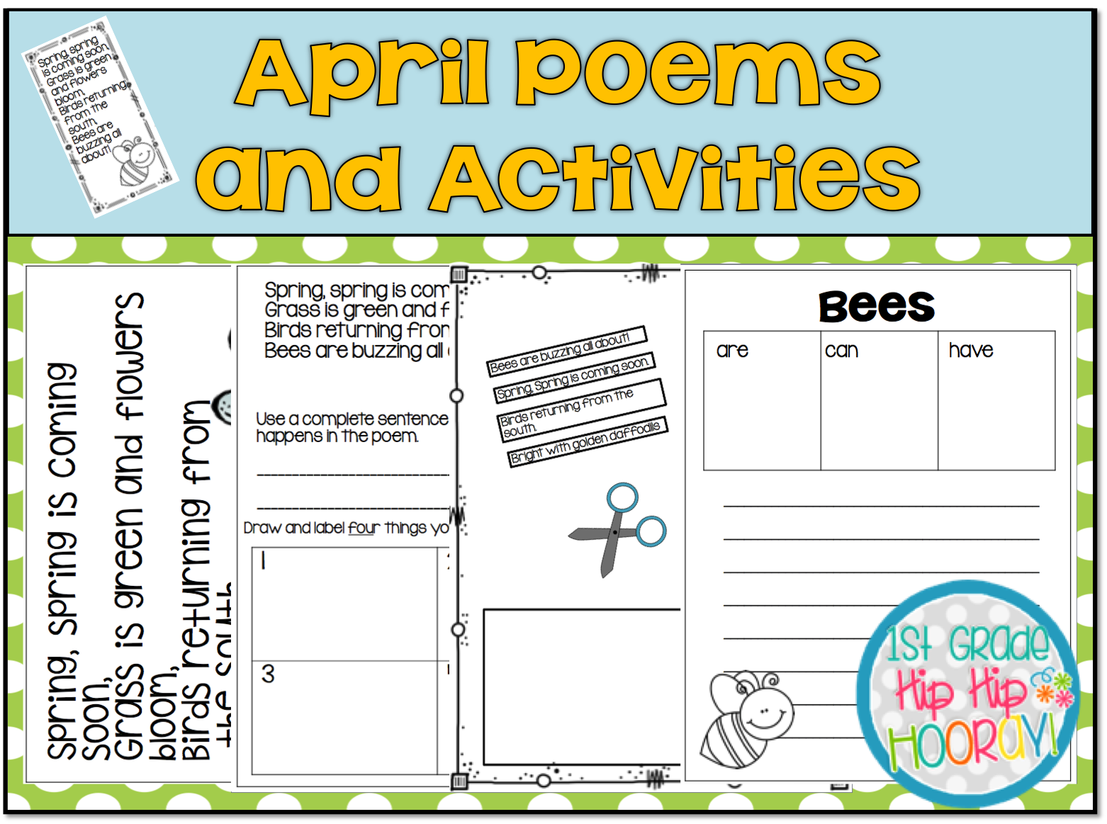 1st Grade Hip Hip Hooray!: April Poetry...read, write, sequence and more!