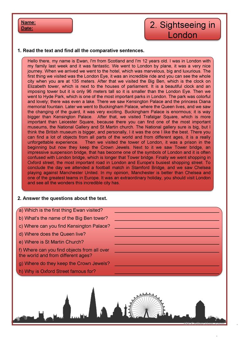 English Exercises Reading Comprehension Superlatives