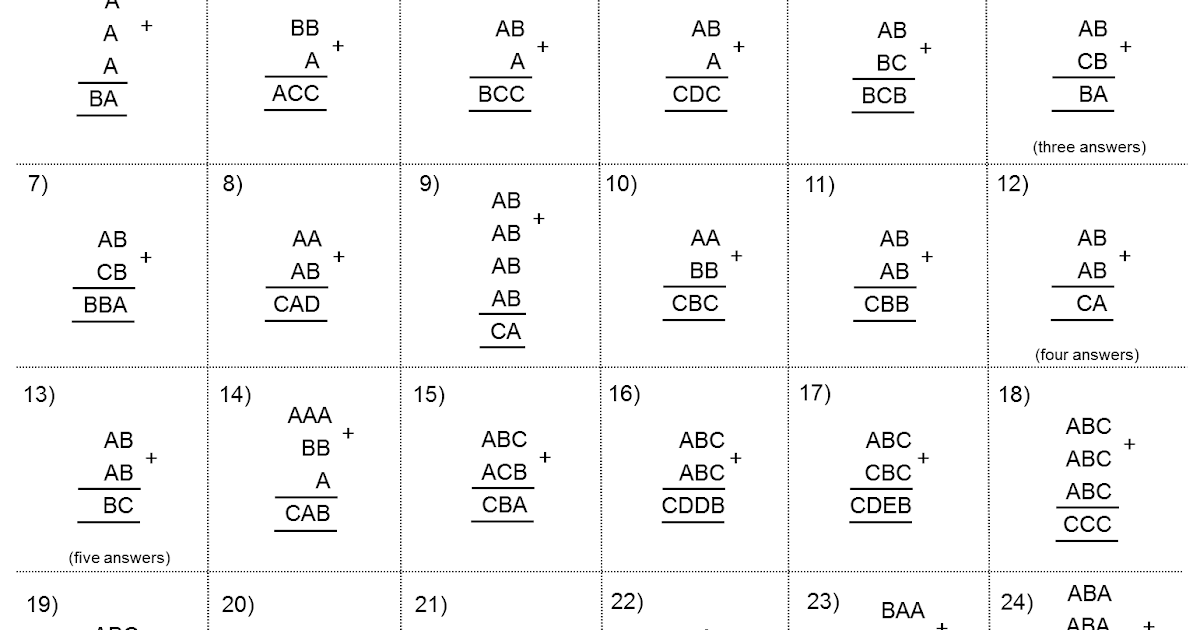 MEDIAN Don Steward mathematics teaching: cryptarithms