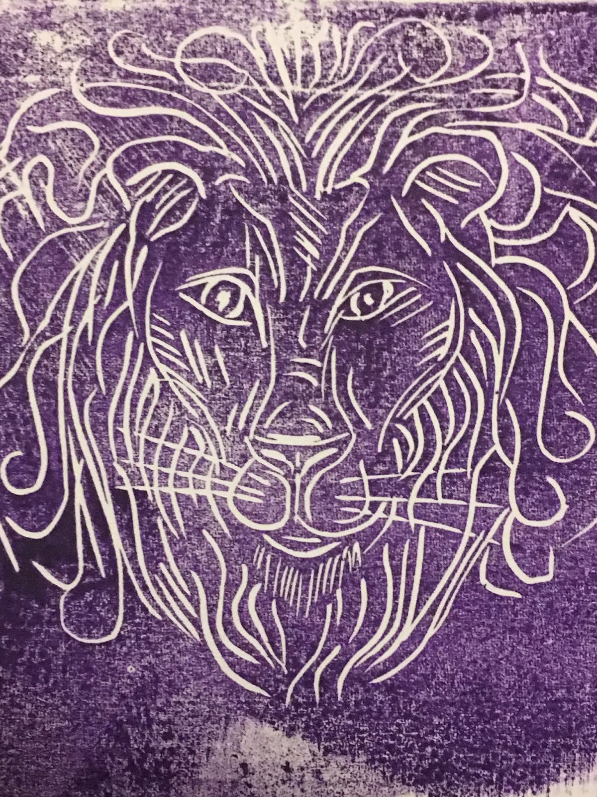 Lion stamp step by step process