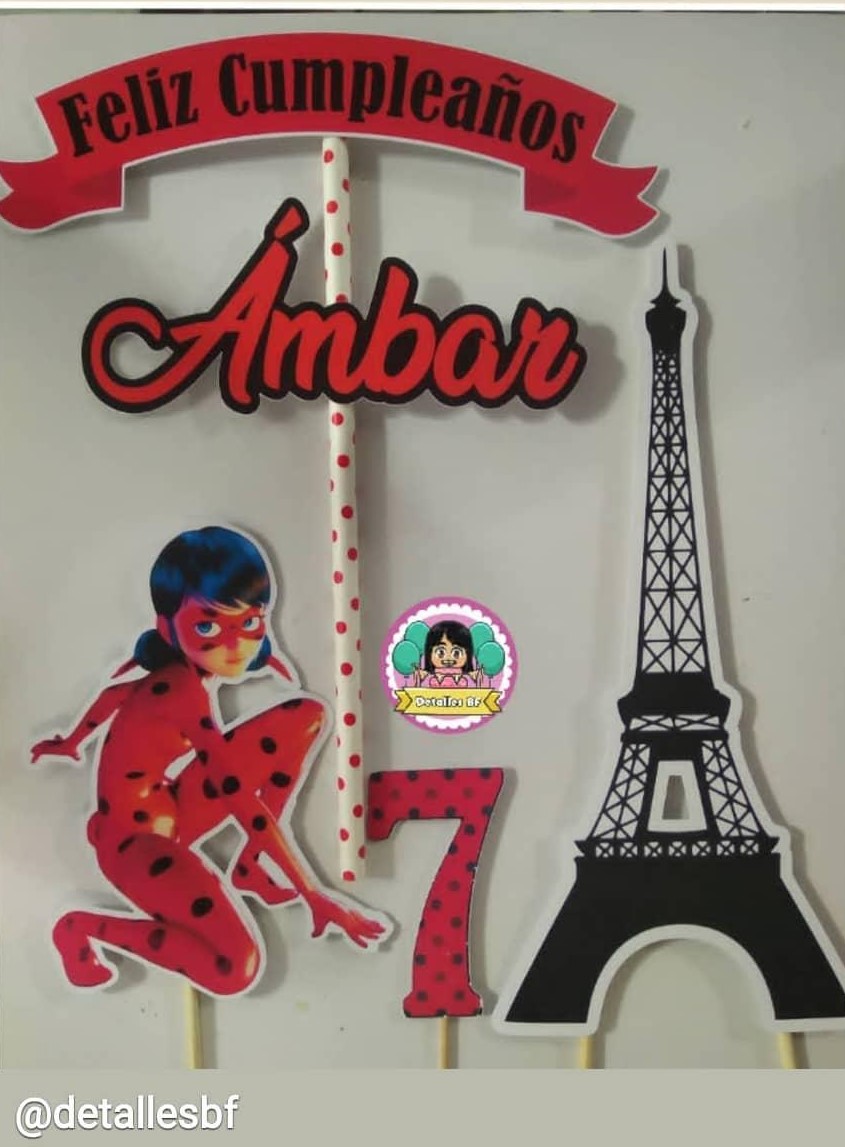 Topper Ladybug Ambar 7 - Mis Toppers Tus Toppers