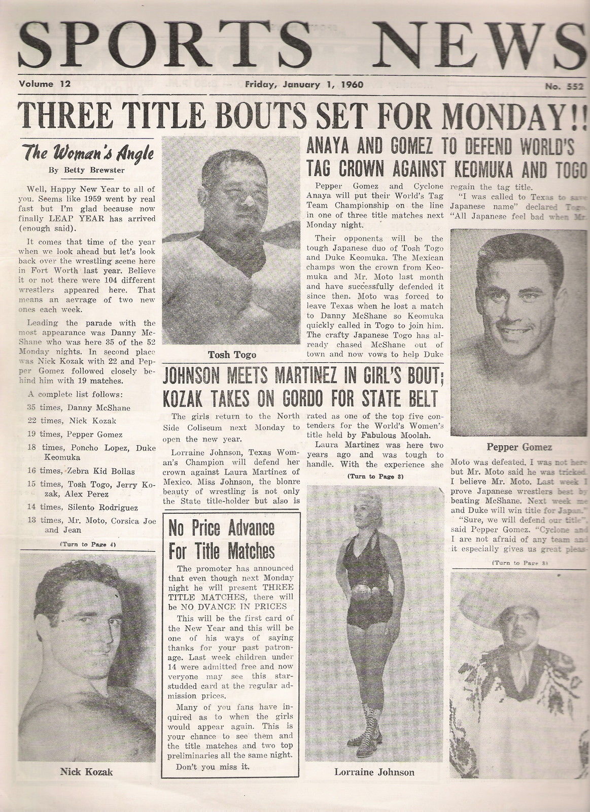 World Class Memories: RESULTS: 1960