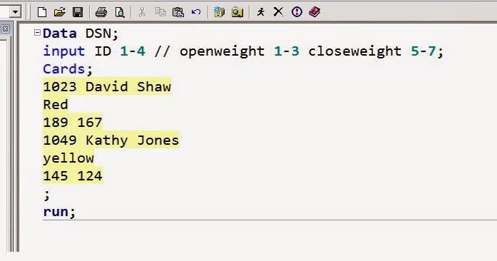 SASCERTGURU: Column Pointer Control in SAS : @, +N,/ and #N