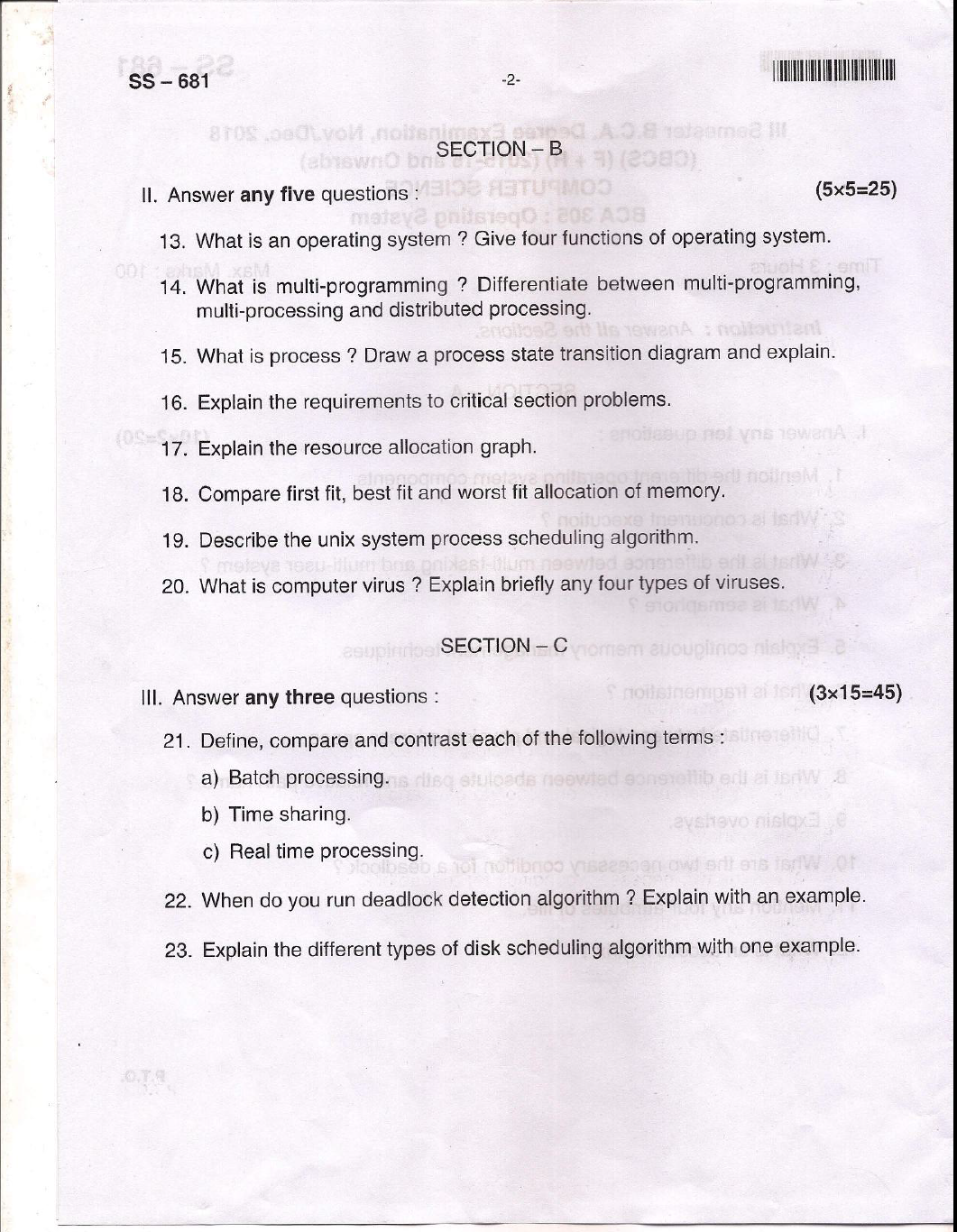 Bangalore University b.c.a. Computer Science bca 305 : Operating System ...