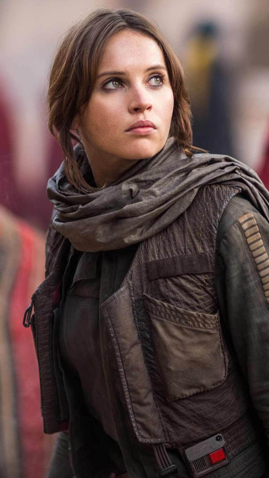Felicity Jones as Jyn Erso.