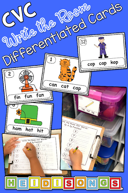 CVC Write the Room Activities- Differentiated Cards!