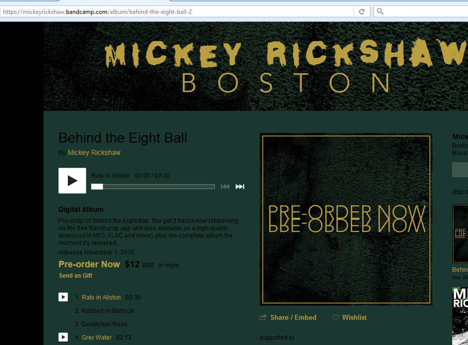 2016-10-06 VIDEO - MICKEY RICKSHAW "Rats in Allston" ~ CELTIC FOLK PUNK ...