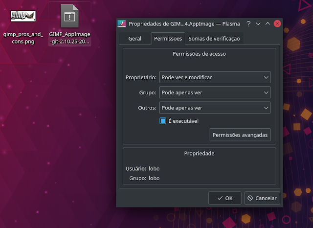 Editor de imagens Gimp em .appimage no Linux