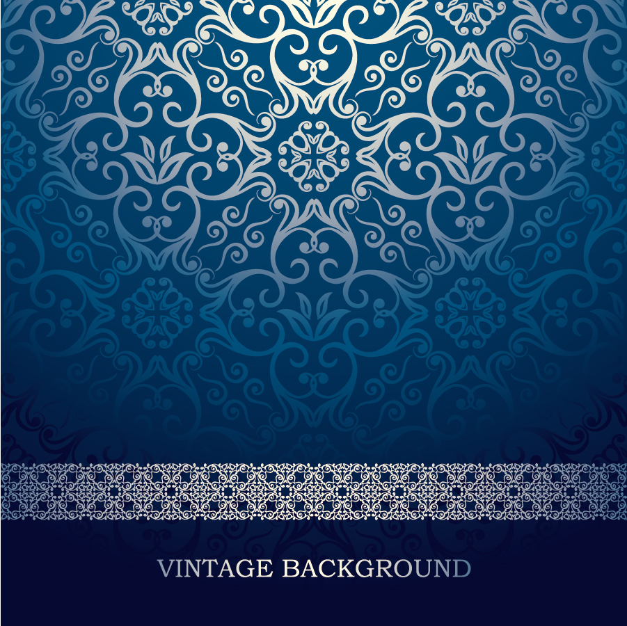 美しく反射する藍色パターンの背景 Blue European Pattern Vector Background イラスト素材 Ai