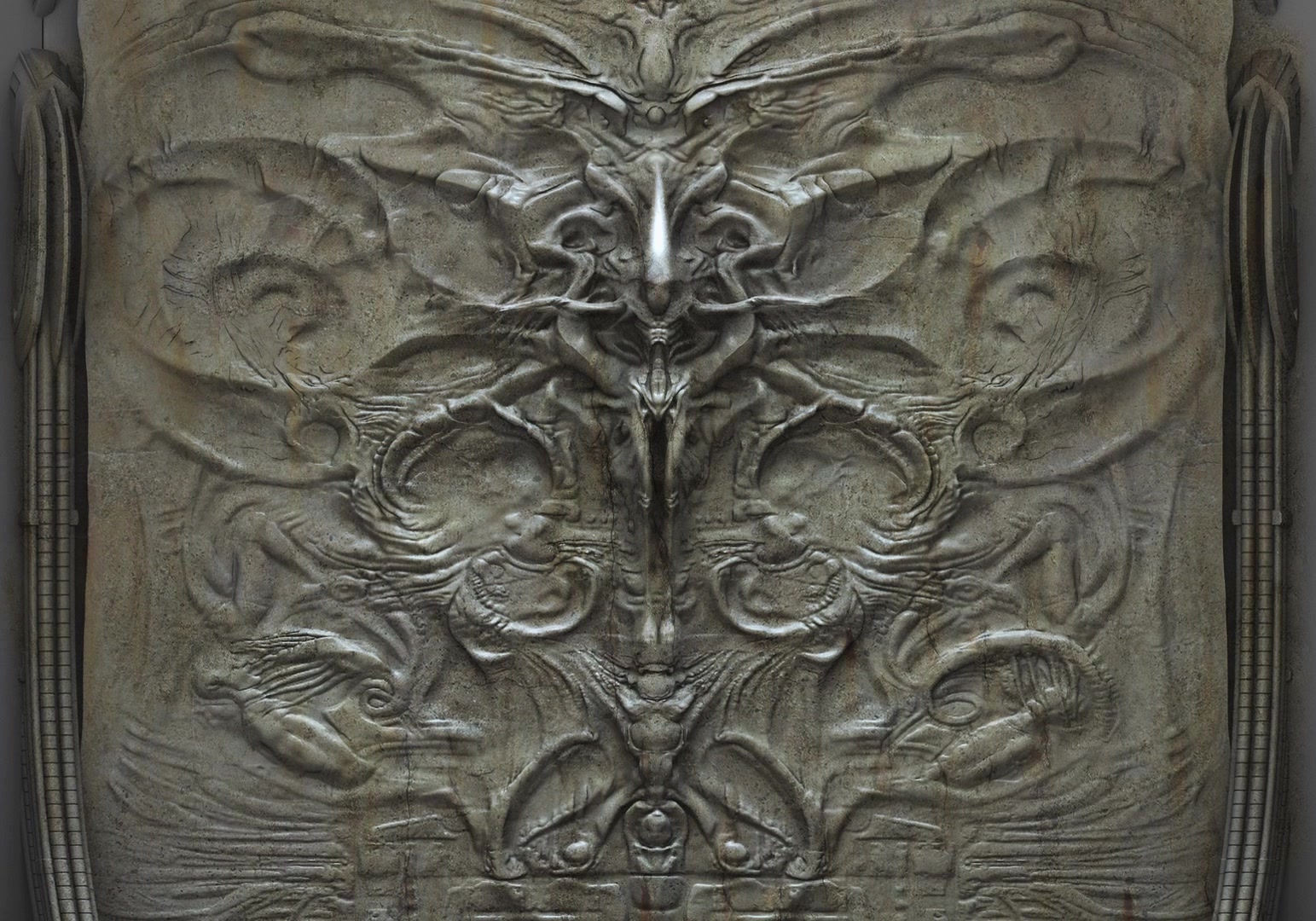 Alien Explorations: Prometheus: Giger-esque relief in the ampule room