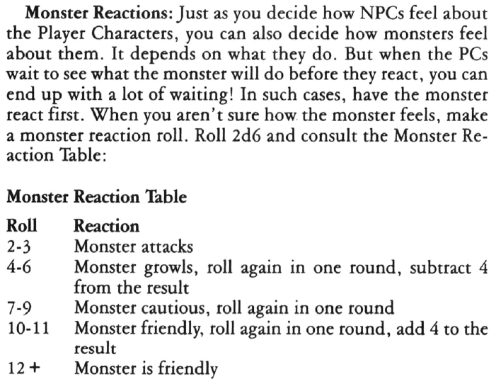 Simulacrum: Exploring OSR Design: Across the Editions — The Reaction Table