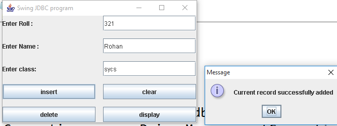 8) Write a Windows JDBC program that insert,delete and clear record ...