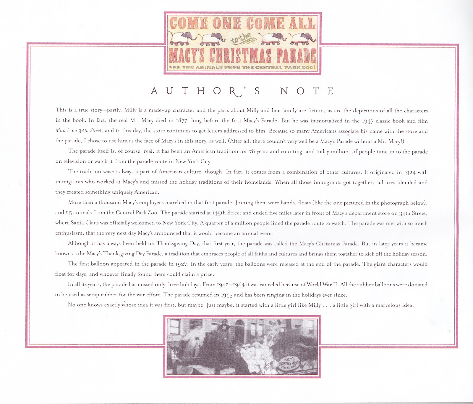 the marlowe bookshelf: Milly and the Macy's Parade