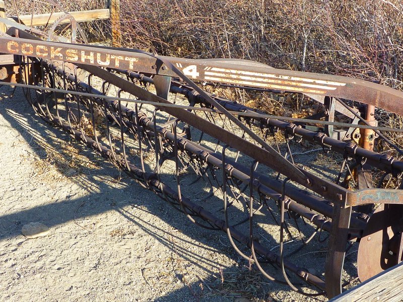 Trailing Ahead: A side delivery rake at Bartley Ranch loop trail