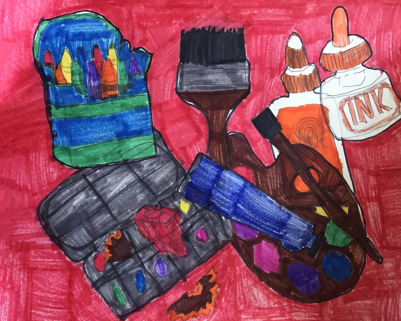 ART SUPPLIES STILL LIFE DRAWINGS