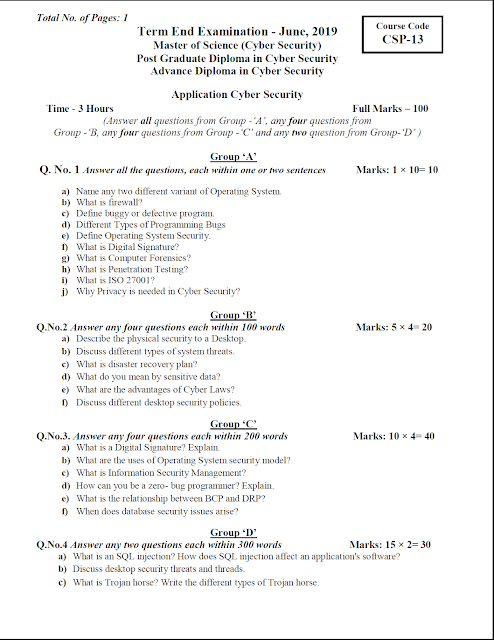 OSPU CSP Application Cyber Security June 2019 Question Paper ...